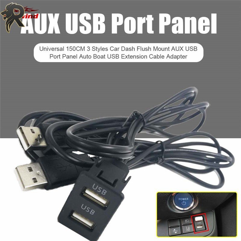 RL HW Universal 150CM 3 Styles Car Dash Flush Mount AUX USB Port Panel ...