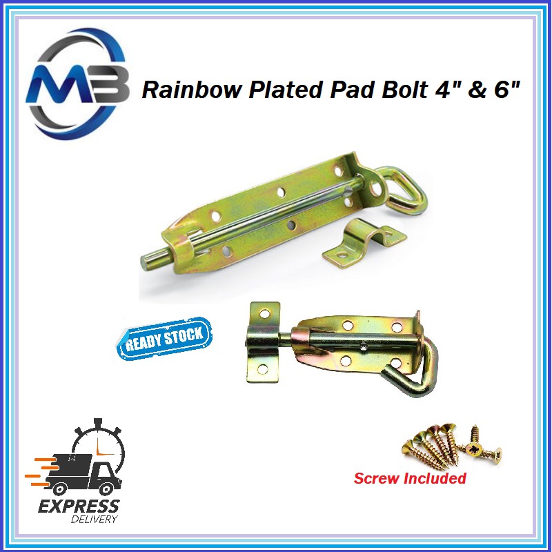RAINBOW PLATED PAD BOLT (4"/ 6") | Shopee Malaysia