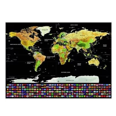 Scratch-off World Map with US States and Country Flags (COLORMIX ...