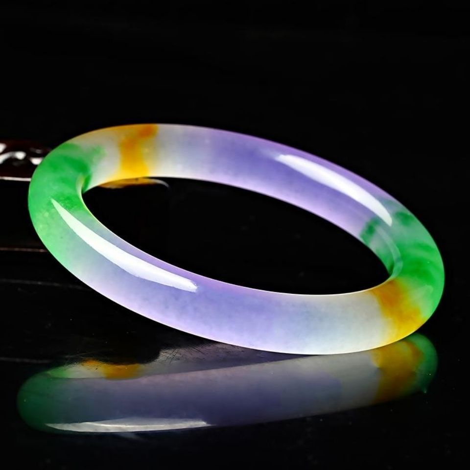 Natural Genuine Product Emerald Colorful Golden Silk Jade Bracelet ...