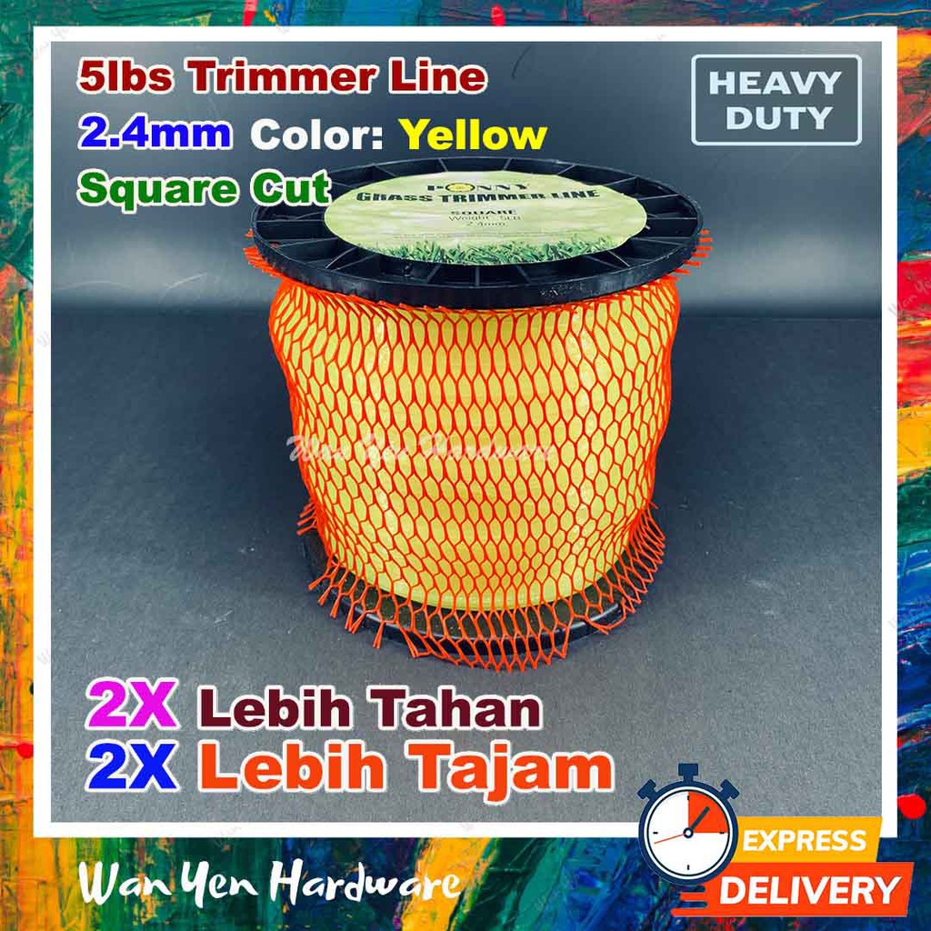 5LB x 2.4mm YELLOW Nylon Grass Trimmer Line / Tali Mesin Rumput / Brush Cutter Cutting String ...