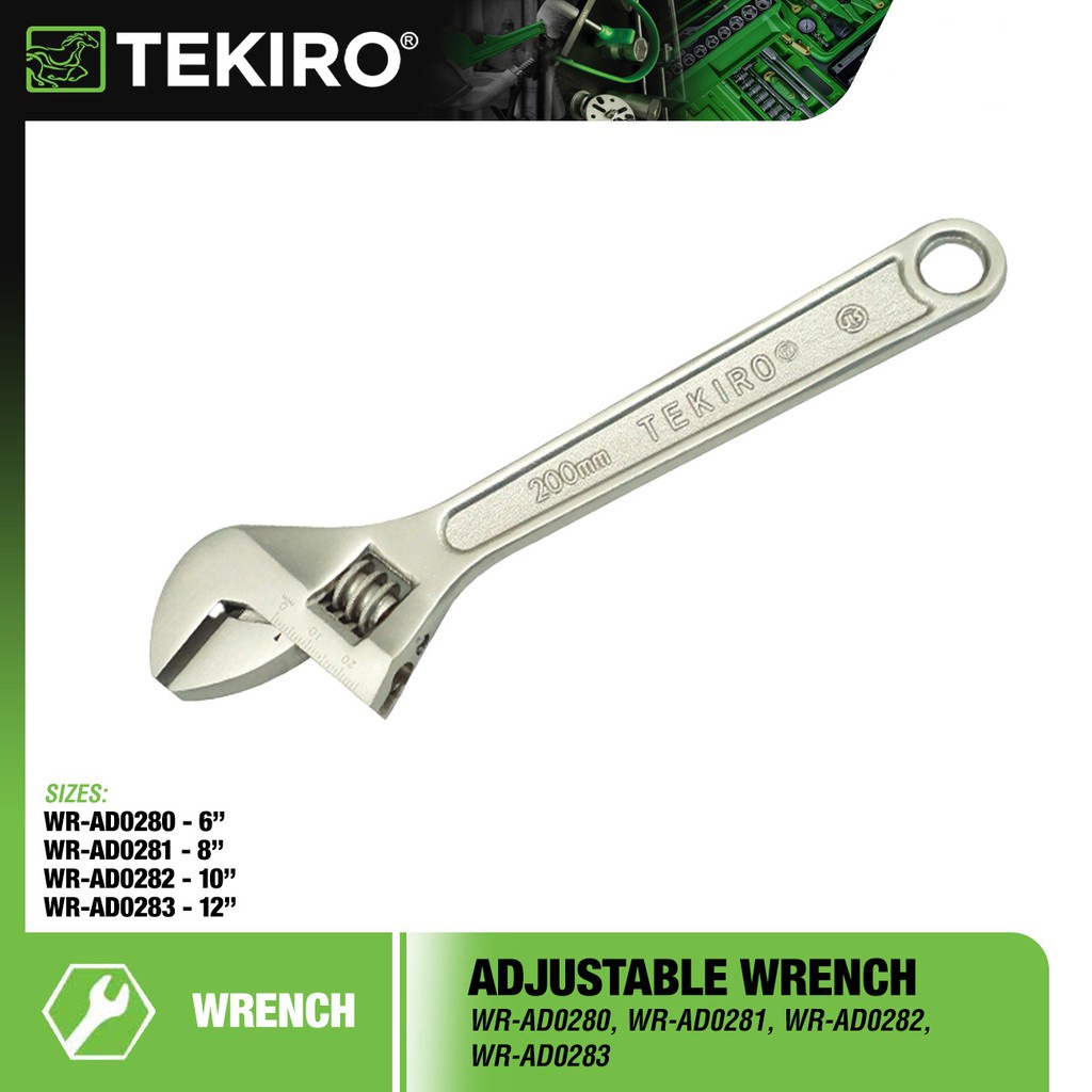 TEKIRO Adjustable Wrench Size (6"/ 8"/10"/12") WR-AD0280/0281/0282/0283 ...