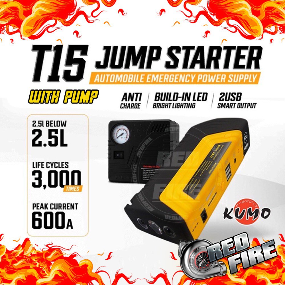 KUMO Multifunctional Emergency Jump Start Car Powerbank (68800mAh) With ...