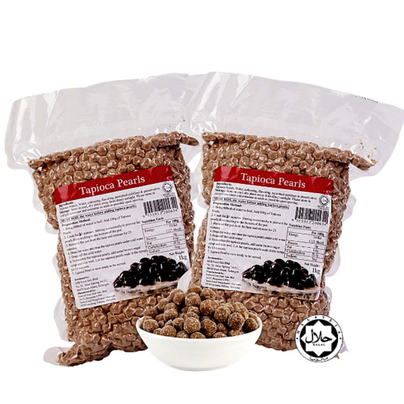 Black Tapioca Pearl/ Boba Pearl/ Bubble Tea Pearl/ 黑珍珠粉圆 500g Repacked ...