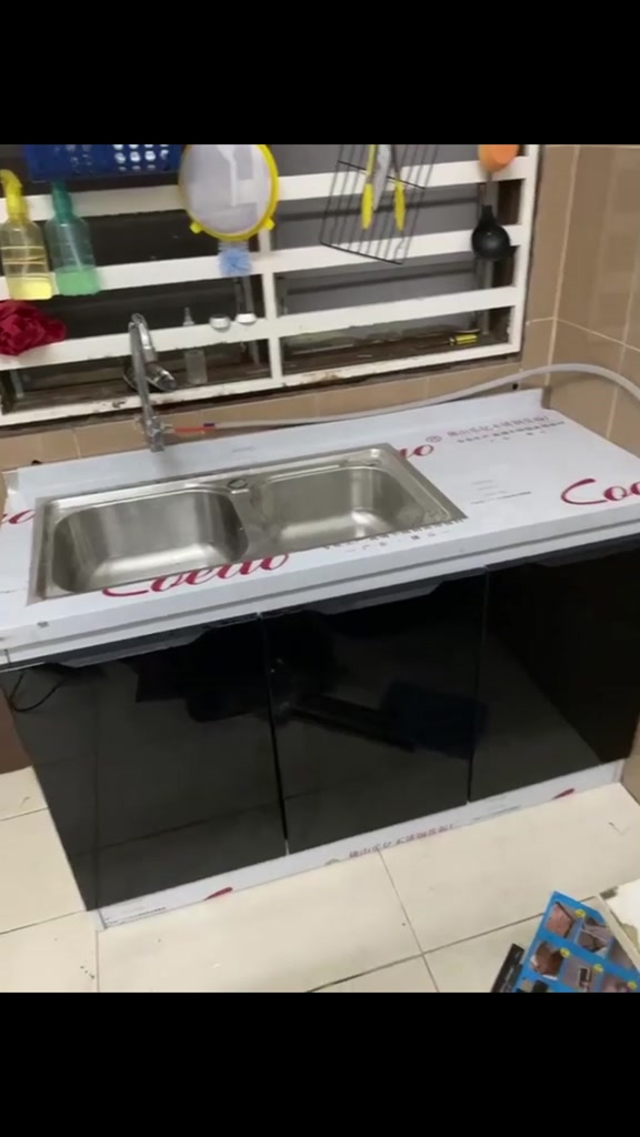 Stainless Steel Household Kitchen Black Stove Cabinet Meja Sinki ...