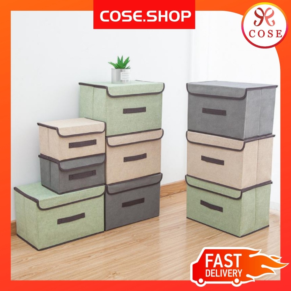 COSE Linen Foldable Clothes Storage Box Wardrobe Clothes Organization ...