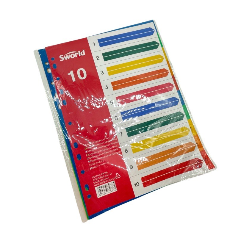 Finepap & Sworld PVC 10 Colour Index Divider Tag Board 5 Tabs 10 Tabs ...