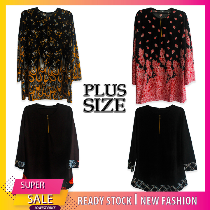 (HARGA BORONG) PLUS SIZE!!! WOMEN / LADY MUSLIMAH BLOUSE PLAIN / BUNGA ...
