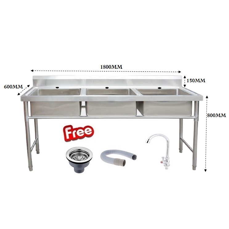 SINKI PANJANG LEBAR STAINLESS STEELBESI TEBAL 不锈钢水槽商用洗盘/BASIN BASUH ...