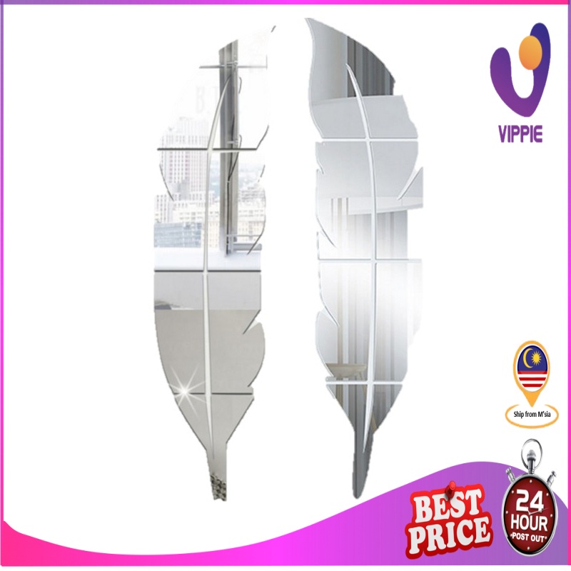 VIPPIE New Design DIY Modern Feather Acrylic Mirror | Shopee Malaysia