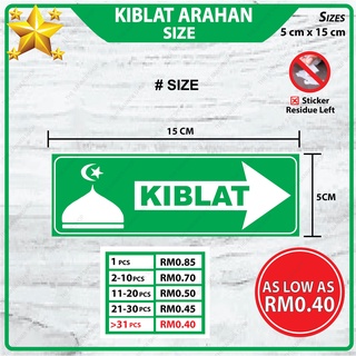 Kiblat Sticker Glossy Laminated / Arah Kiblat Solat / Kiblat Arrow PVC ...