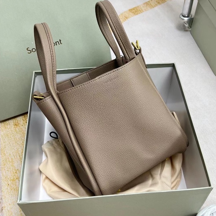 SONGMONT Vegetable Blue Female Bag First Layer Cowhide Bucket Fashion ...