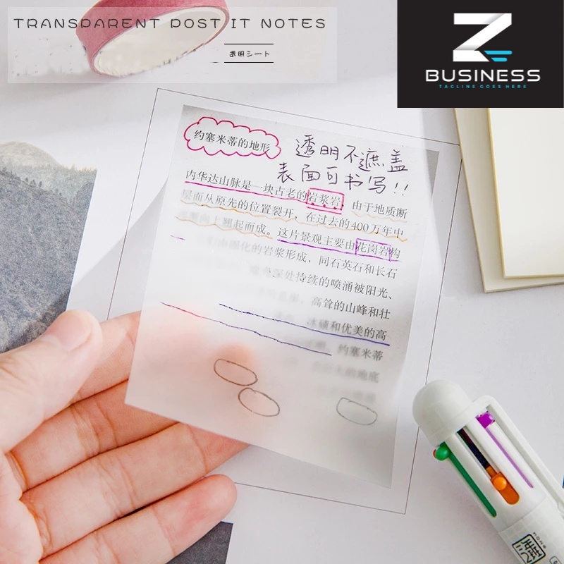 Zshope 50Pcs Pack Transparent Self-Adhesive Stationery Stickers Post-it ...