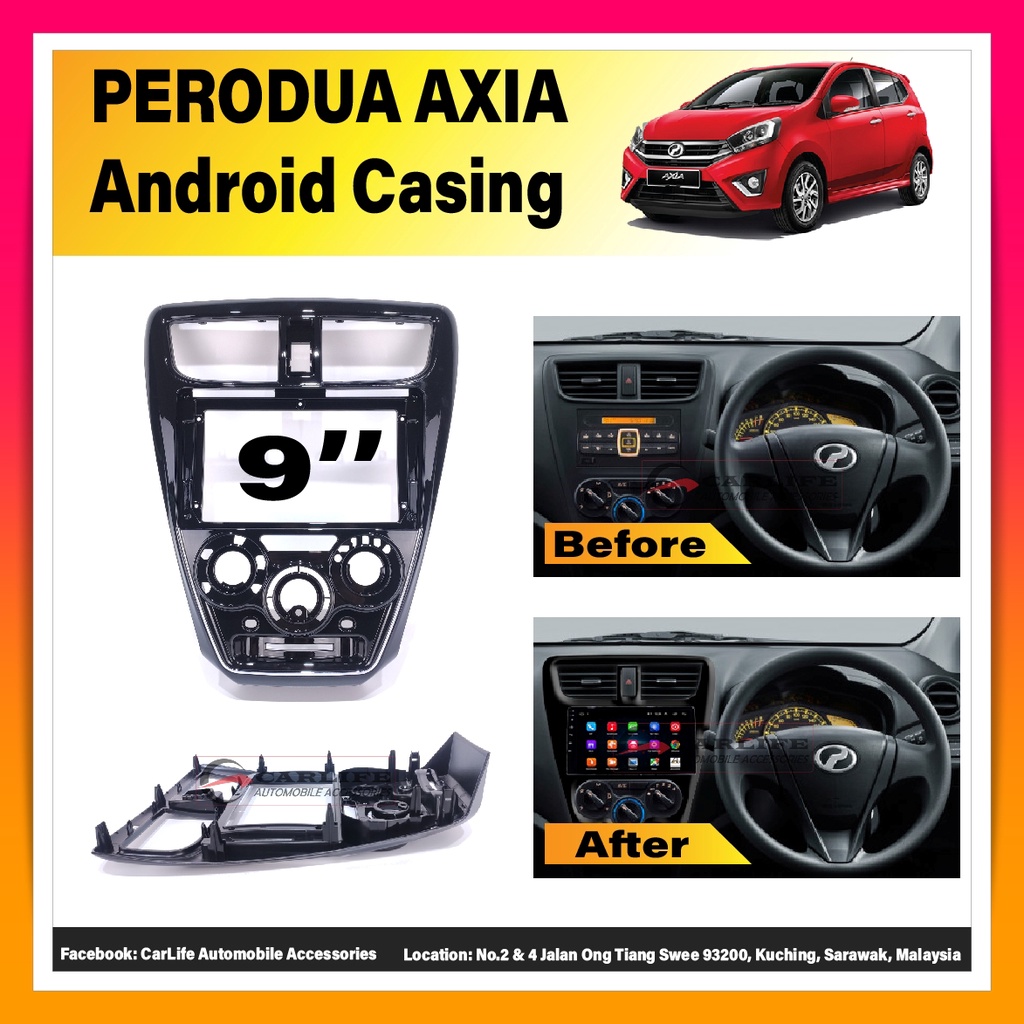 Perodua Axia 9" Android Player Casing (UV Black) | Shopee Malaysia