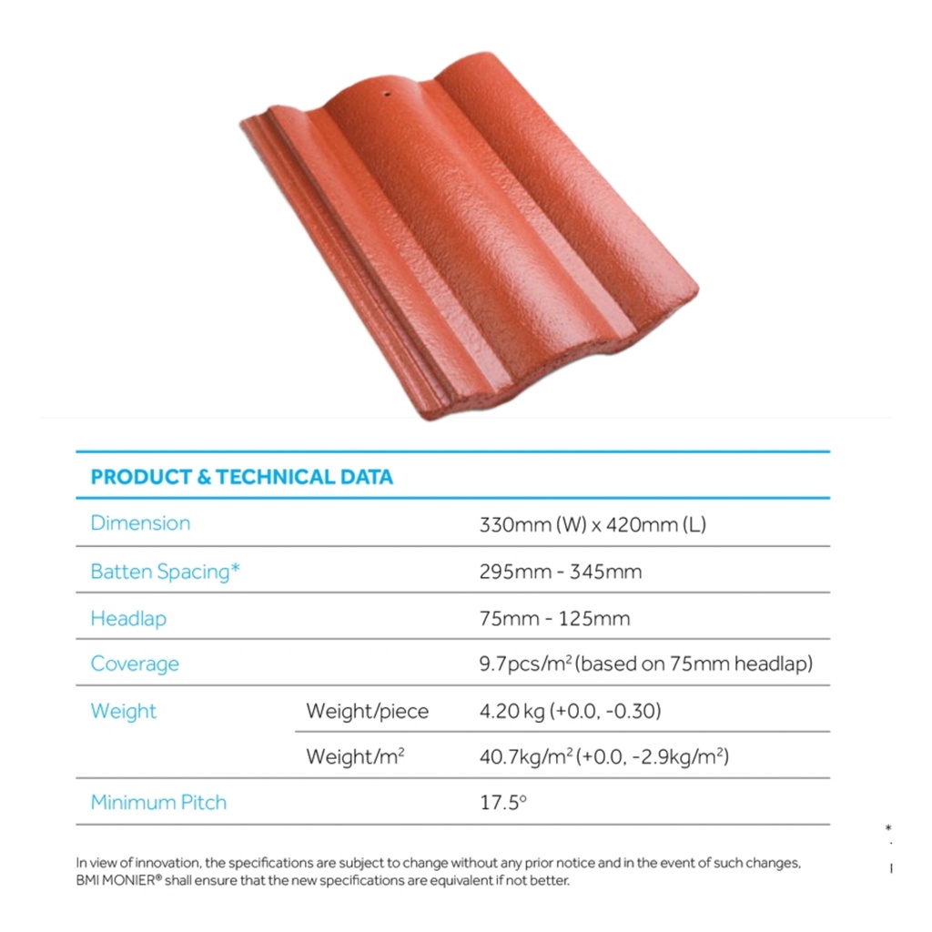 [1 PC] BMI MONIER Elabana Tropical Roof Tile Elabana Red Sunkiss Orange ...