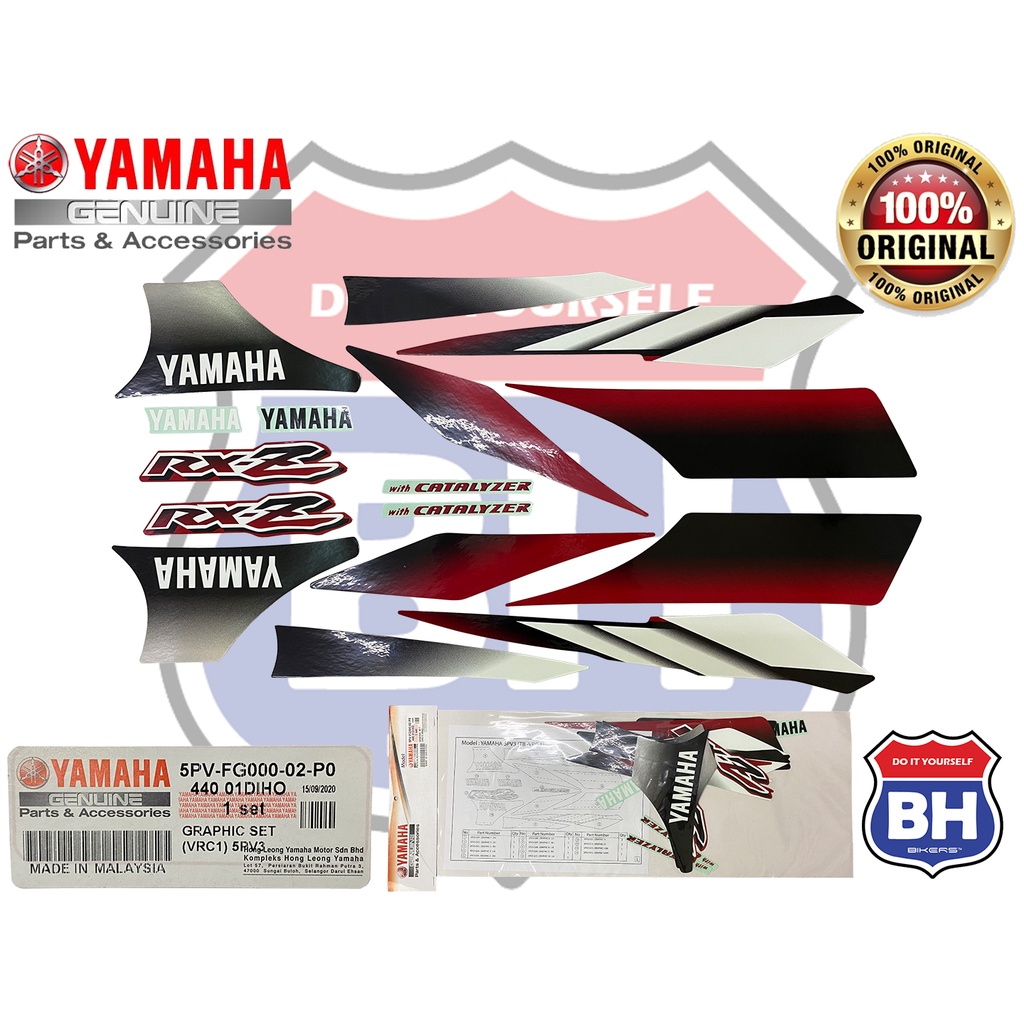 YAMAHA RXZ STRIPE GRAPHIC SET STICKER COVERSET 100% ORIGINAL HLY ...