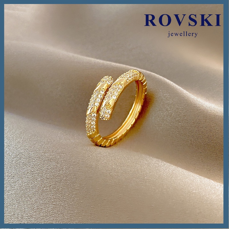 ROVSKI Fashion Korean Ready Stock Jewelry Cincin Perempuan Full Diamond ...