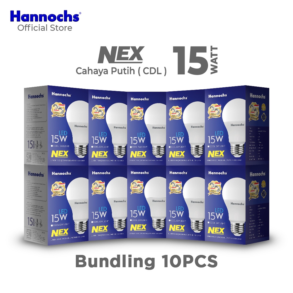 CAHAYA PUTIH Hannochs NEX LED Bulb 15W White Light Package contains 10 pcs | Shopee Malaysia