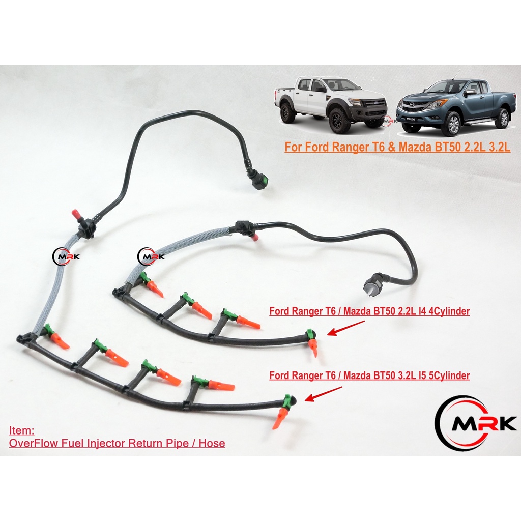 Ford Ranger T6 / Mazda BT-50 BT50 2.2L 3.2L 11-20y Fuel Injector Return ...