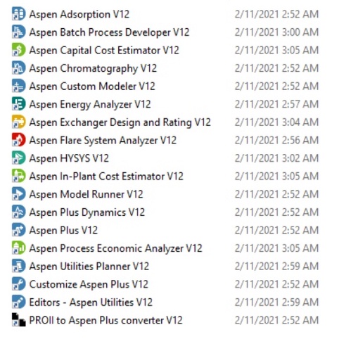 HYSYS AspenPlus AspenONE Aspen V12.2 V12.1 V12 Engineering Suite ...