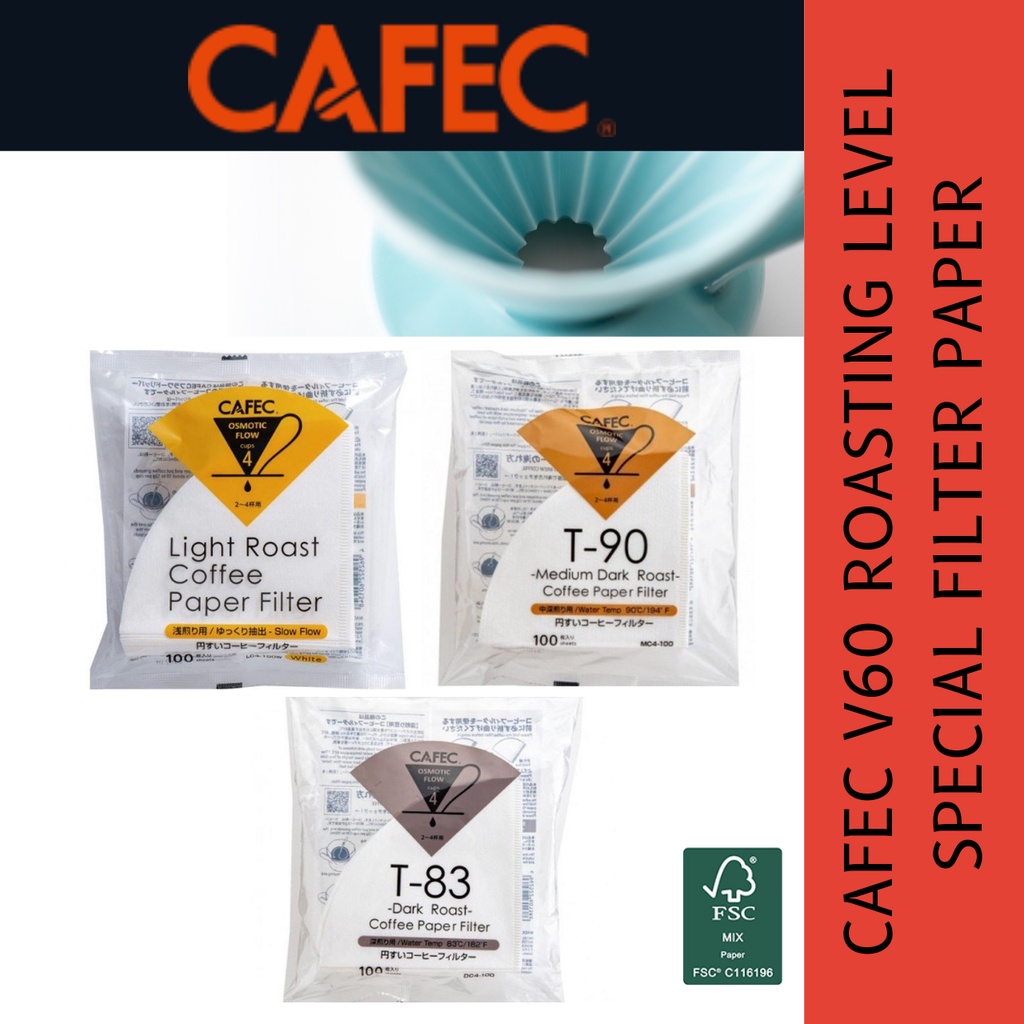 CAFEC Abaca Roasting Level Special V60 Coffer Filter Paper 100 pcs ...