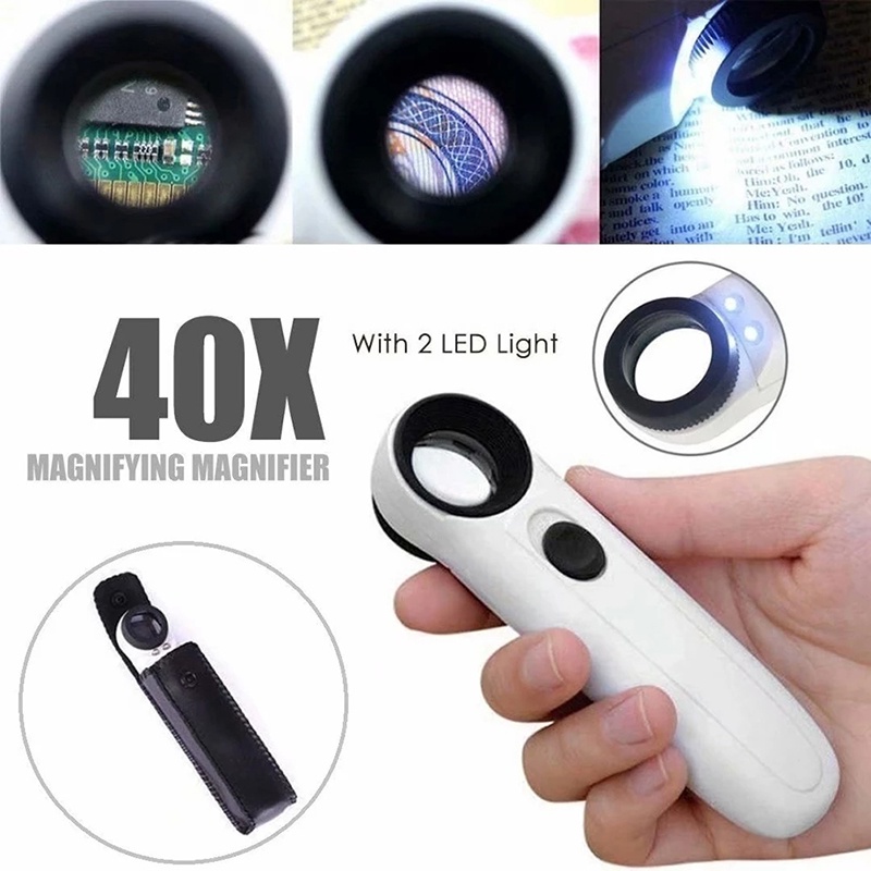 KIPRUN 40x Magnifier Magnifying Acrylic lens Glass with 2 LED Light ...