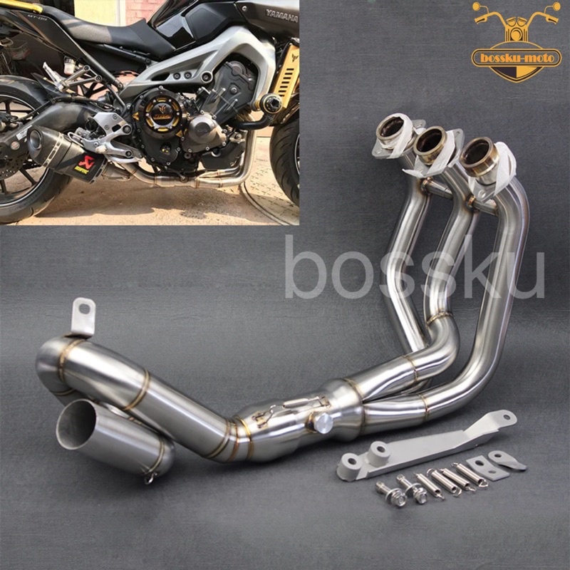 MT09 TRACER MT09 EXHAUST MANIFOLD FULL SYSTEM PIPING STAINLESS STEEL ...