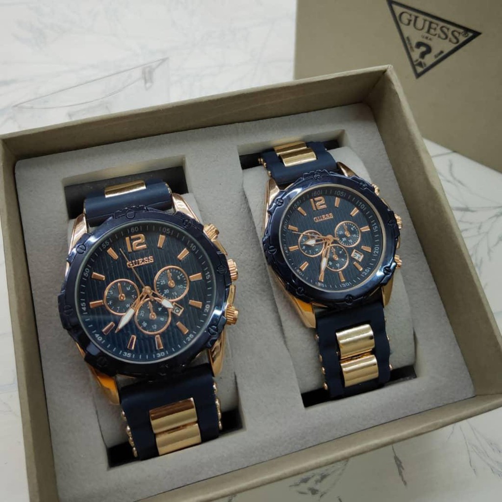 LIMITED EDITION SILICON&STAINLESS STEEL STRAP GUESS WATCH FOR COUPLES ...