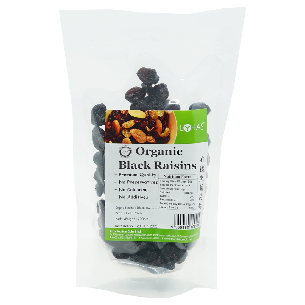 Lohas Organic Black Raisins 200g / Organic Monukka Raisins 200g ...