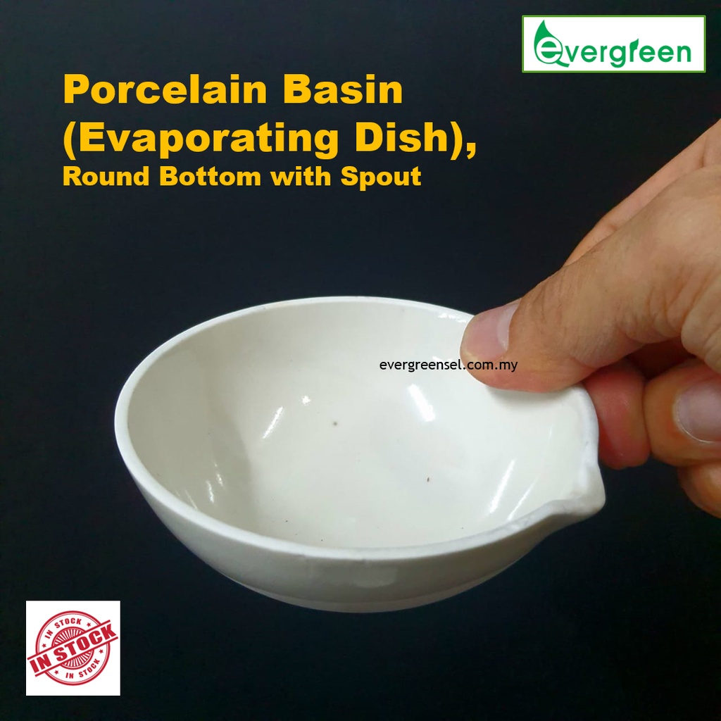 Porcelain Basin (Evaporating Dish) Round Bottom with Spout 35ml ~ 250ml ...