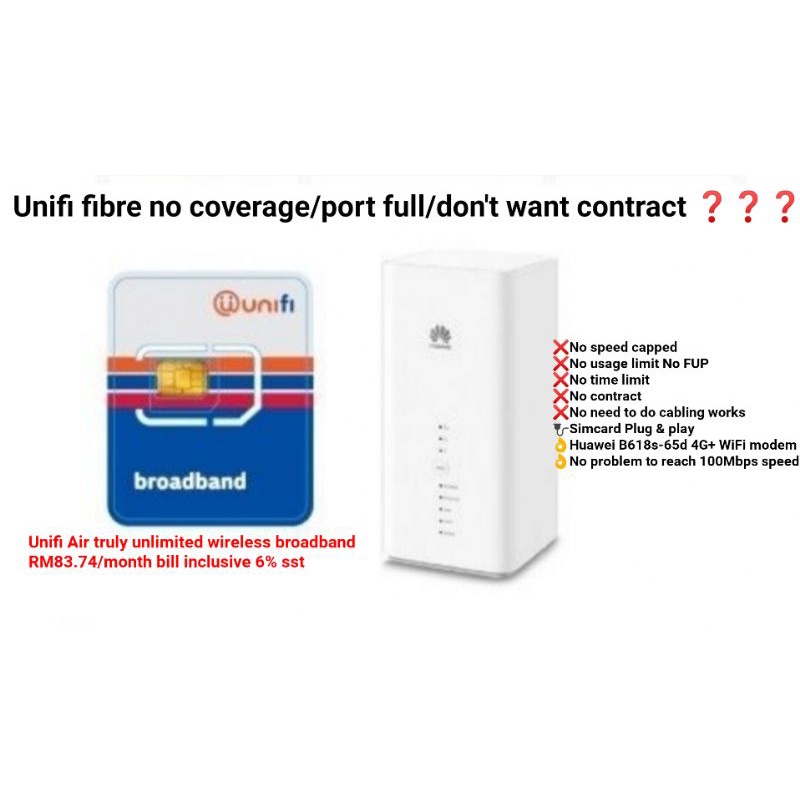 Unifi Air RM79 truly unlimited hotspot wireless broadband no contract ...