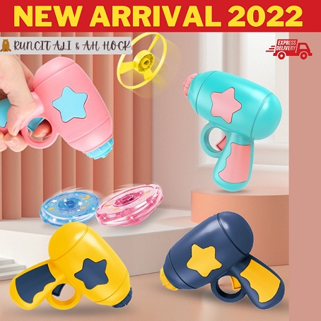 🔥READY STOCK🔥3 in 1 Flying Disc + Spinning Top Gun with Flashing Lights ...