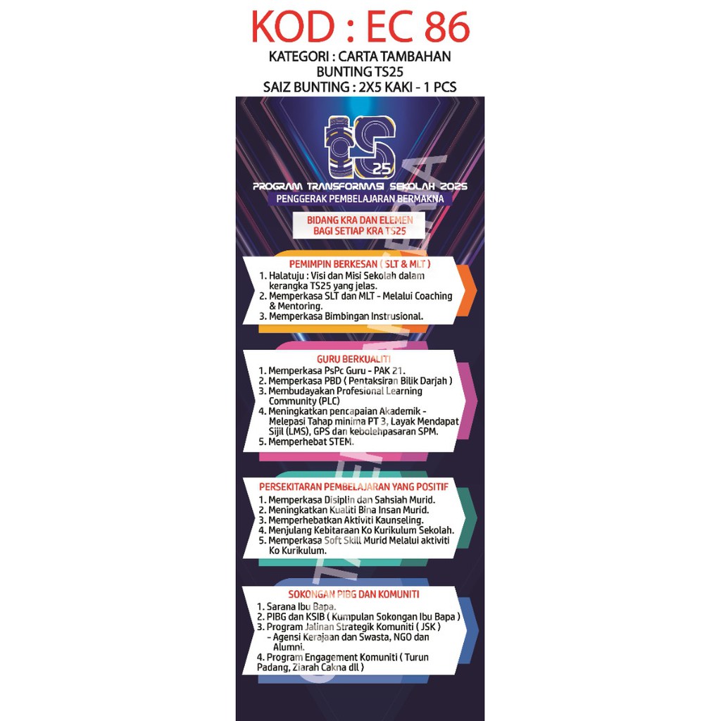 Bunting Program Transformasi Sekolah TS25 EC86 | Shopee Malaysia