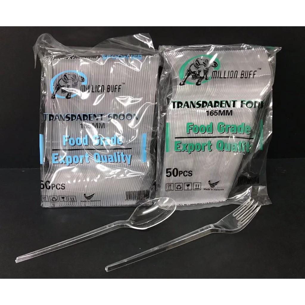 Million Buff™ Long Spoon & Fork-Transparent (1pkt=50pcs) | Shopee Malaysia