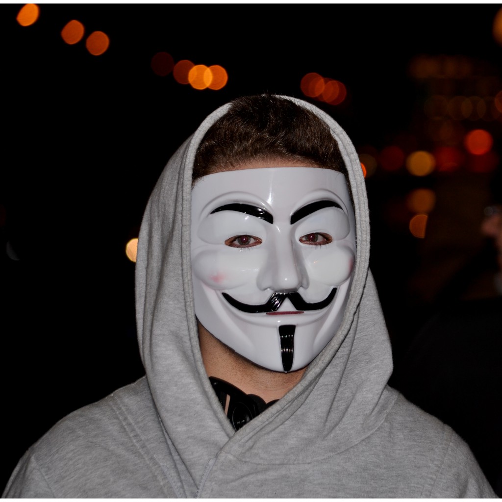 ready stock Halloween Anonymous Hacker White Mask Halloween | Shopee ...