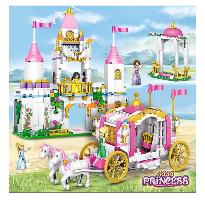 Brick LEGO COMPATIBLE VIVI PRINCESS ROSE CASTLE & ROYAL CARRIAGE 2 ...