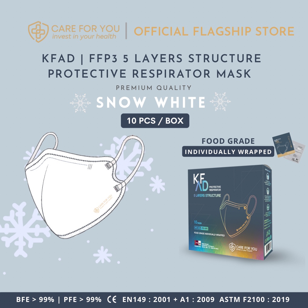 CARE FOR YOU KF-AD Protective Respirator Individually Wrapped - Snow White (10 Pcs) | Shopee ...