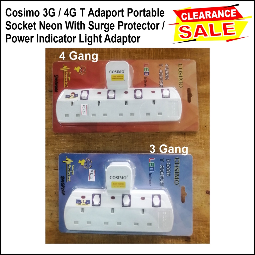 Cosimo 3G / 4G T Adaport Portable Socket Neon With Surge Protector ...