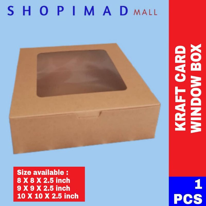 KRAFT CARD WINDOW BOX | KOTAK BROWNIES TALAM | KOTAK KEK WINDOW ...