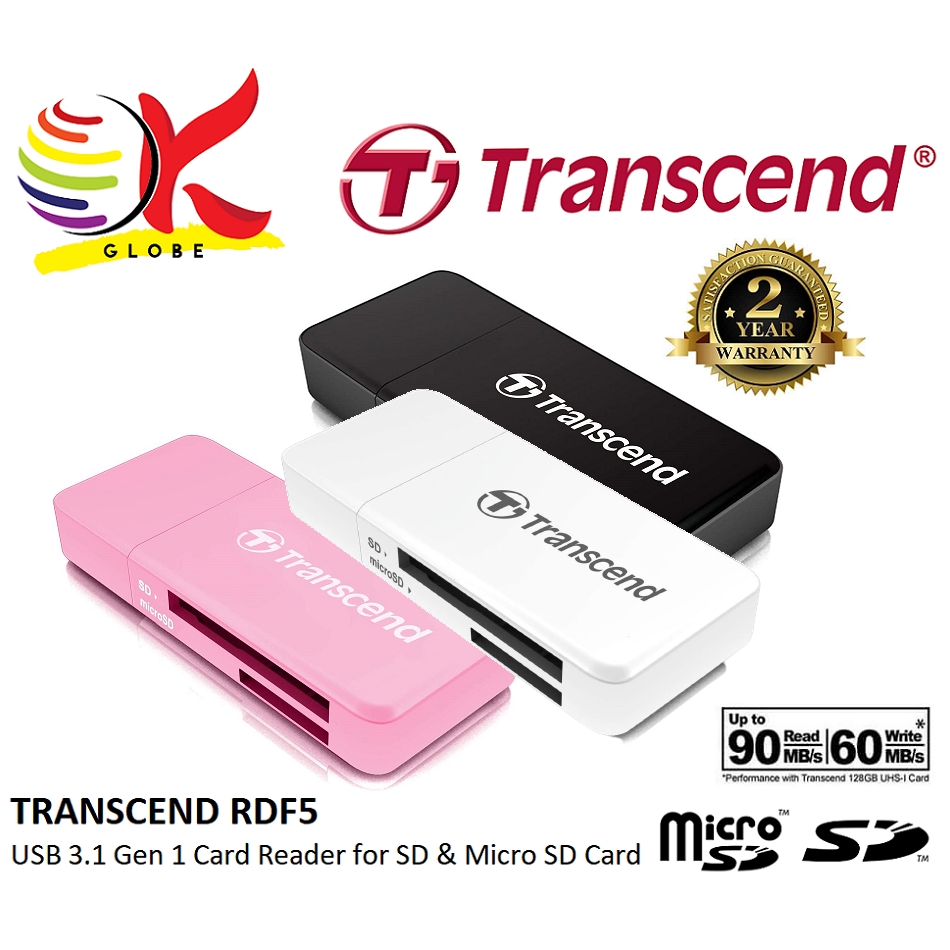TRANSCEND RDF5 USB 3.1 GEN 1 USB TYPE-A CONNECTOR CARD READER FOR SD ...