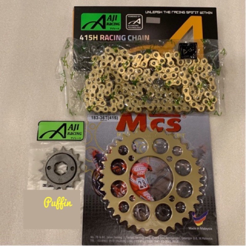 【132L】Sprocket Set 415 Yamaha LC135 Y125 Lagenda110 Aji Racing Chain ...