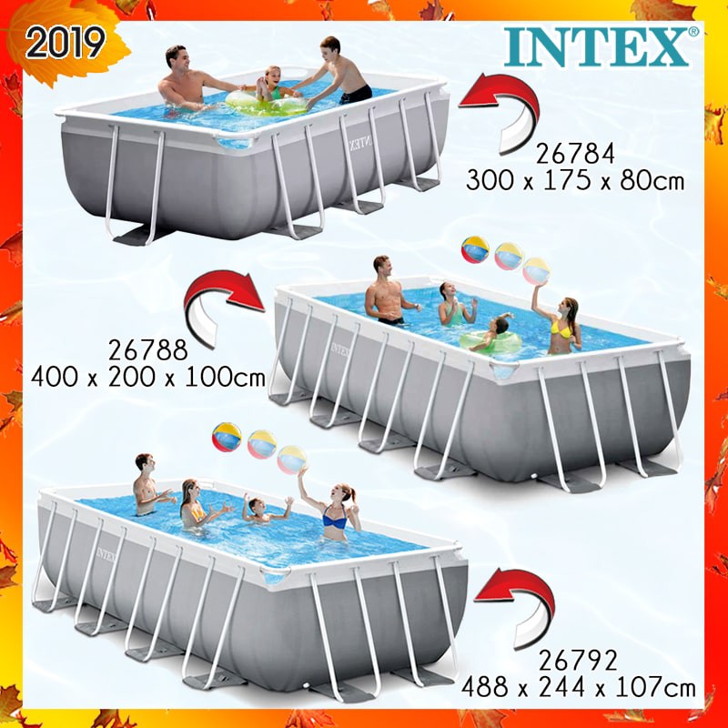 INTEX Prism Frame Above Ground Pool Rectangular Swimming Pool ...