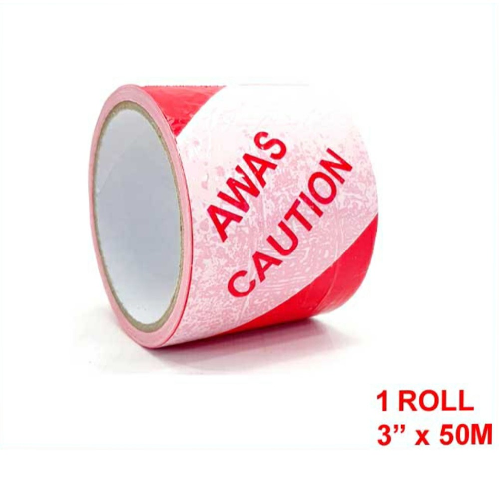 1 ROLL ZEBRA WARNING CAUTION TAPE / AWAS TAPE - 2" X 50METER , 3" X 50 ...