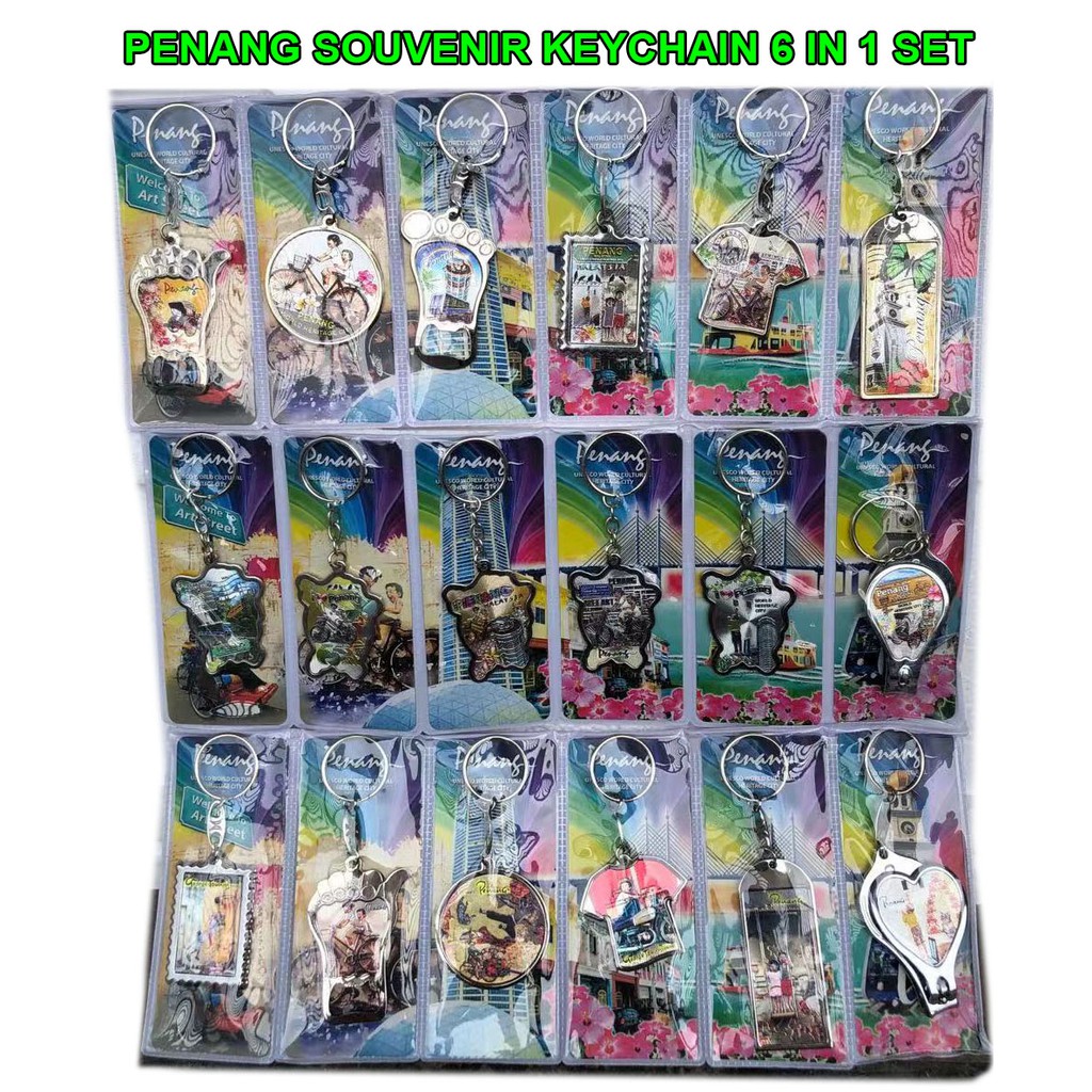 Malaysia Penang Souvenir Keychain 6 in 1 design / Gantungan Kunci ...