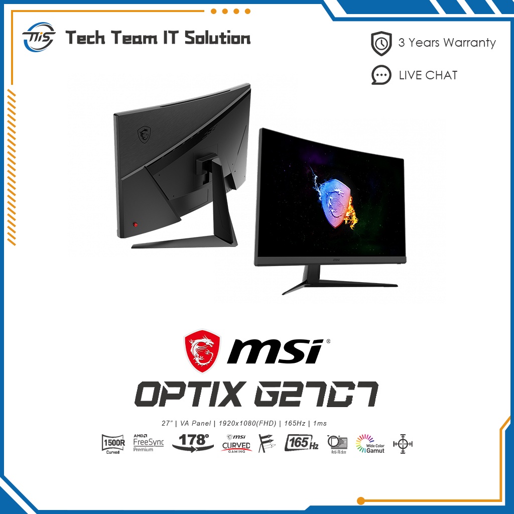 MSI Optix G27C7 Curved Gaming Monitor 1500R # 27" | VA | 1920X1080(FHD ...