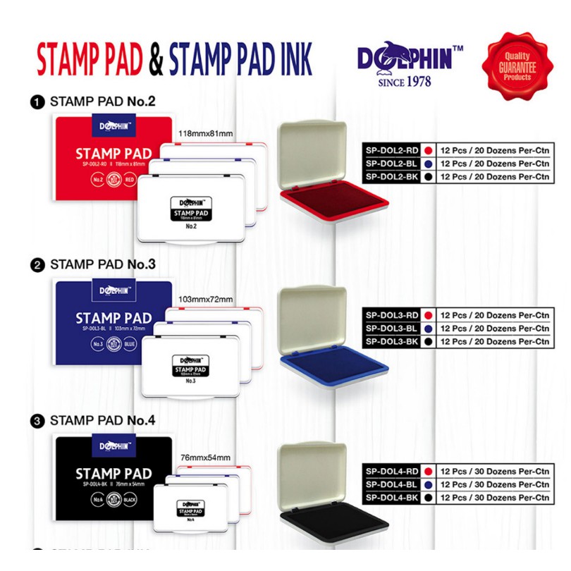 DOLPHIN STAMP PAD RED/BLUE/BLACK SP-DOL2 / SP-DOL3 / SP-DOL4 | Shopee ...