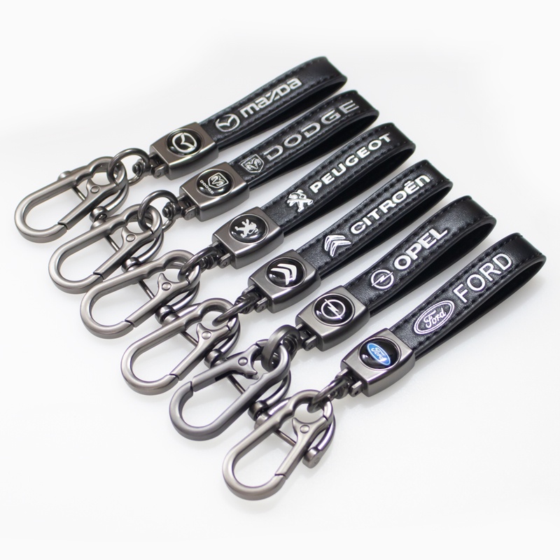 Ready Stock PU Leather Car Keychain Metal Buckle Car Logo Key Holder ...