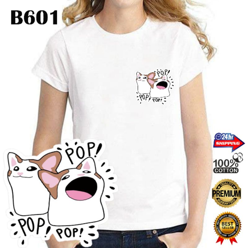 🌺**READY STOCK**POPCAT CLICK Cartoon Printed Graphic Short Sleeves T-Shirt Fashion 2XS-2XL ...