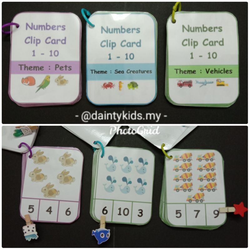 Educational Maths Numbers Clip Card for Early Number Concept | Shopee ...