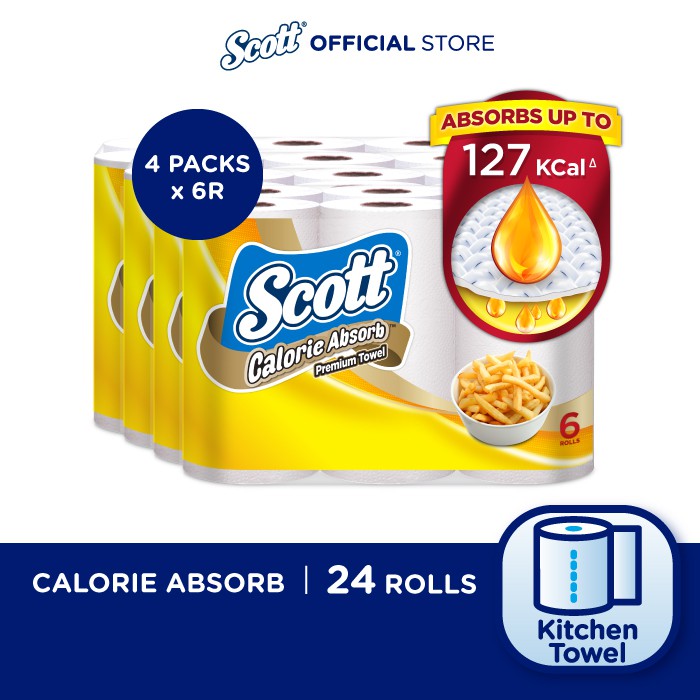Scott Calorie Absorb Dry Kitchen Towel (6 Rolls x 4 packs) | Shopee ...